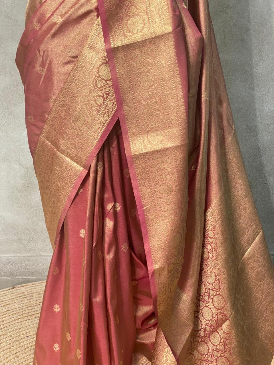 Copper Pink Pure Tissue banarasi saree- PSTBQ– Prakrithi By Ramya