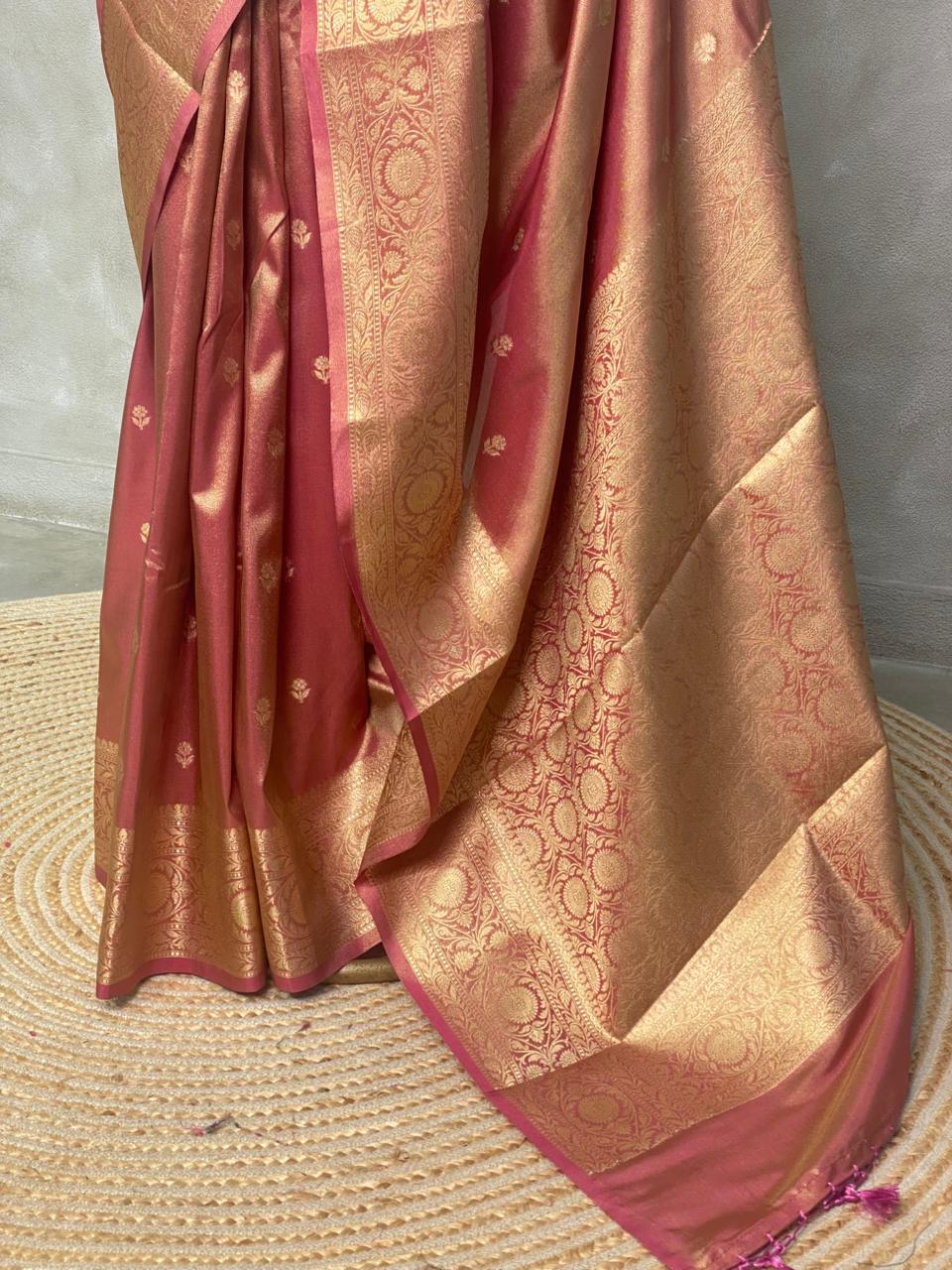 Copper Pink Pure Tissue banarasi saree- PSTBQ– Prakrithi By Ramya