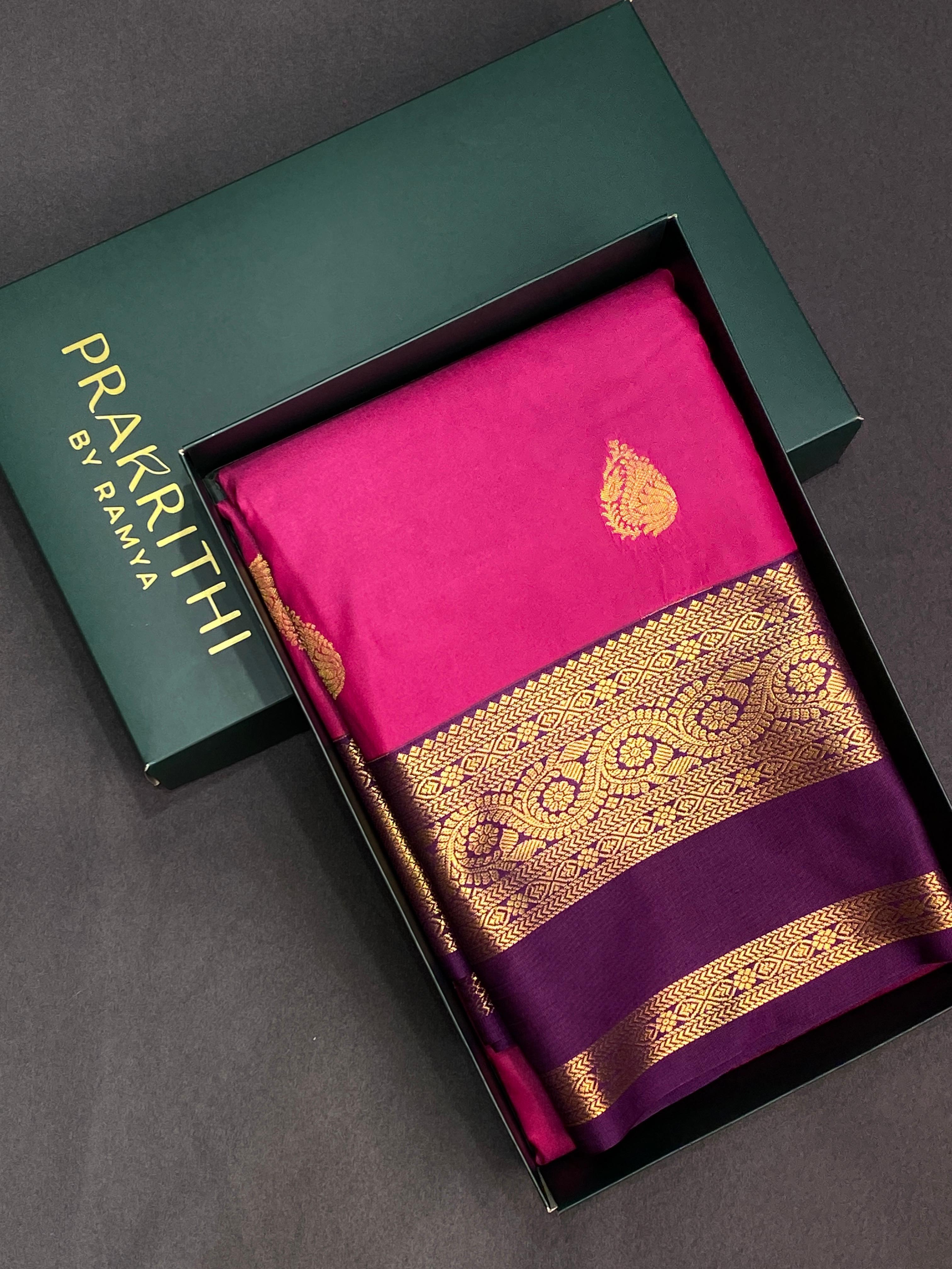 Magenta and Purple silk saree- PSSR172– Prakrithi By Ramya