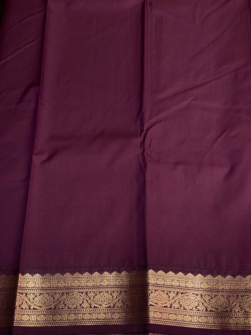 Yellow and deep purple silk saree- PSSR195– Prakrithi By Ramya