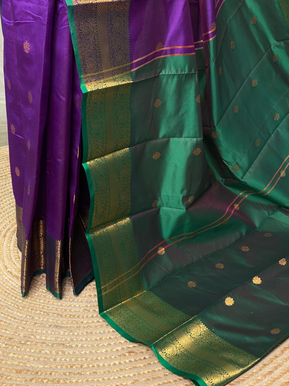 Violet and Green semi kanchipuram soft silk saree - PSSN126– Prakrithi ...